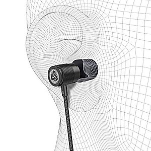LUDOS Ultra Earbuds Wired in Ear Headphones with Tangle-Free Cord Noise Isolating Earphones Deep Bass Case Ear Buds 3.5 mm Jack Plug - Black