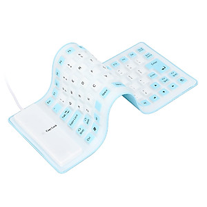 Silicone Keyboard, Foldable Flexible Keyboard USB Wired Gaming Keyboard, 85 Keys, Fully Sealed Design, Roll-up Silent Soft Keyboard, Waterproof, Dustproof for PC Notebook Laptop(Blue)
