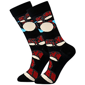 xiaomaizi Men's Funny and Crazy Music Dress Socks Novelty Cotton Casual Cool Crew Scoks for Men Size 9-12 (4 Pairs)