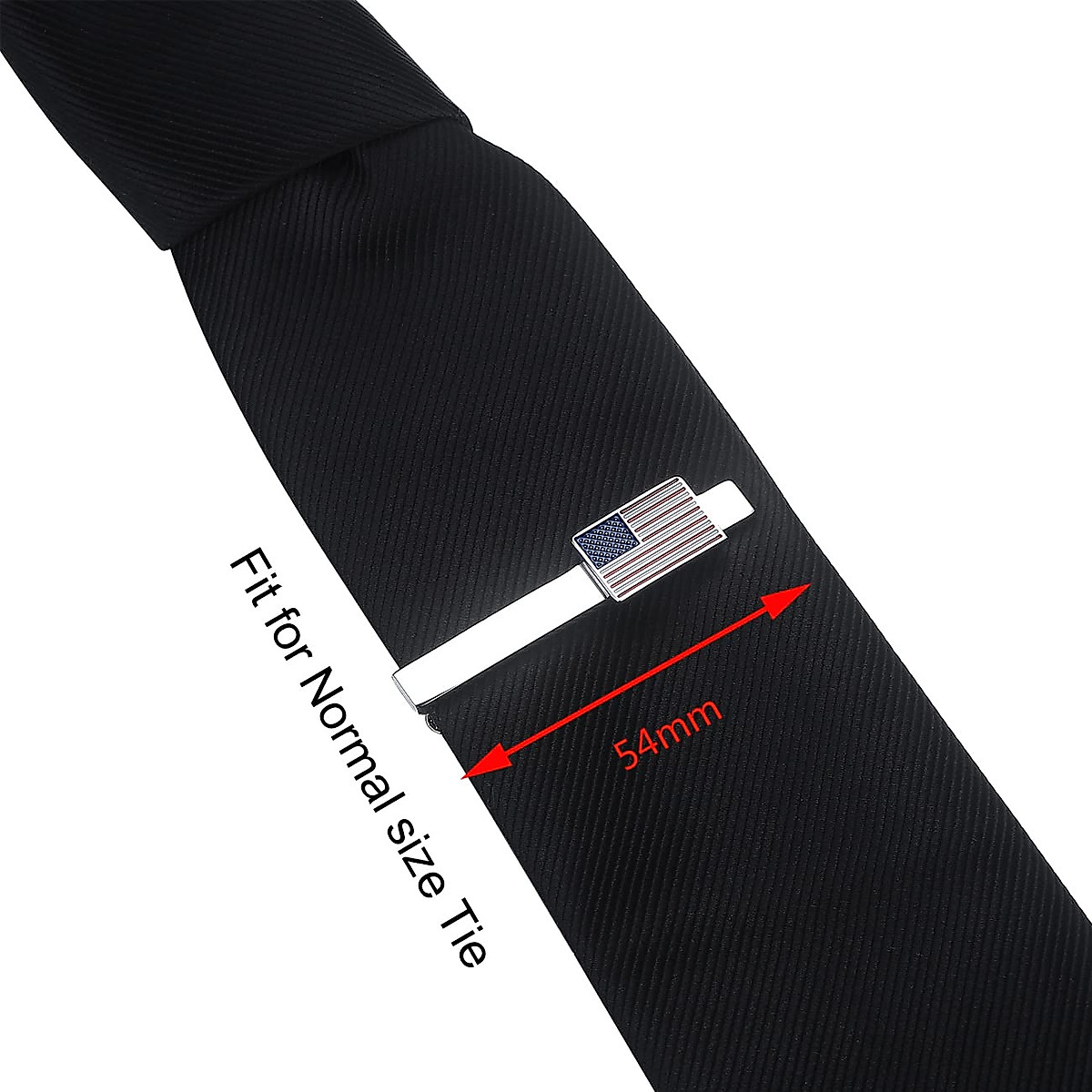 HONEY BEAR Men US Flag Tie Clip Bar Stars Stripes American Flag Wedding Gift 5.4cm