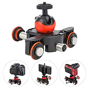 Camera Video Track Dolly, Electric Slider Photography Car L8X with Wireless Remote Control a Small Camera Mount Adjustable 2 Wheels for Action Cameras for Phone