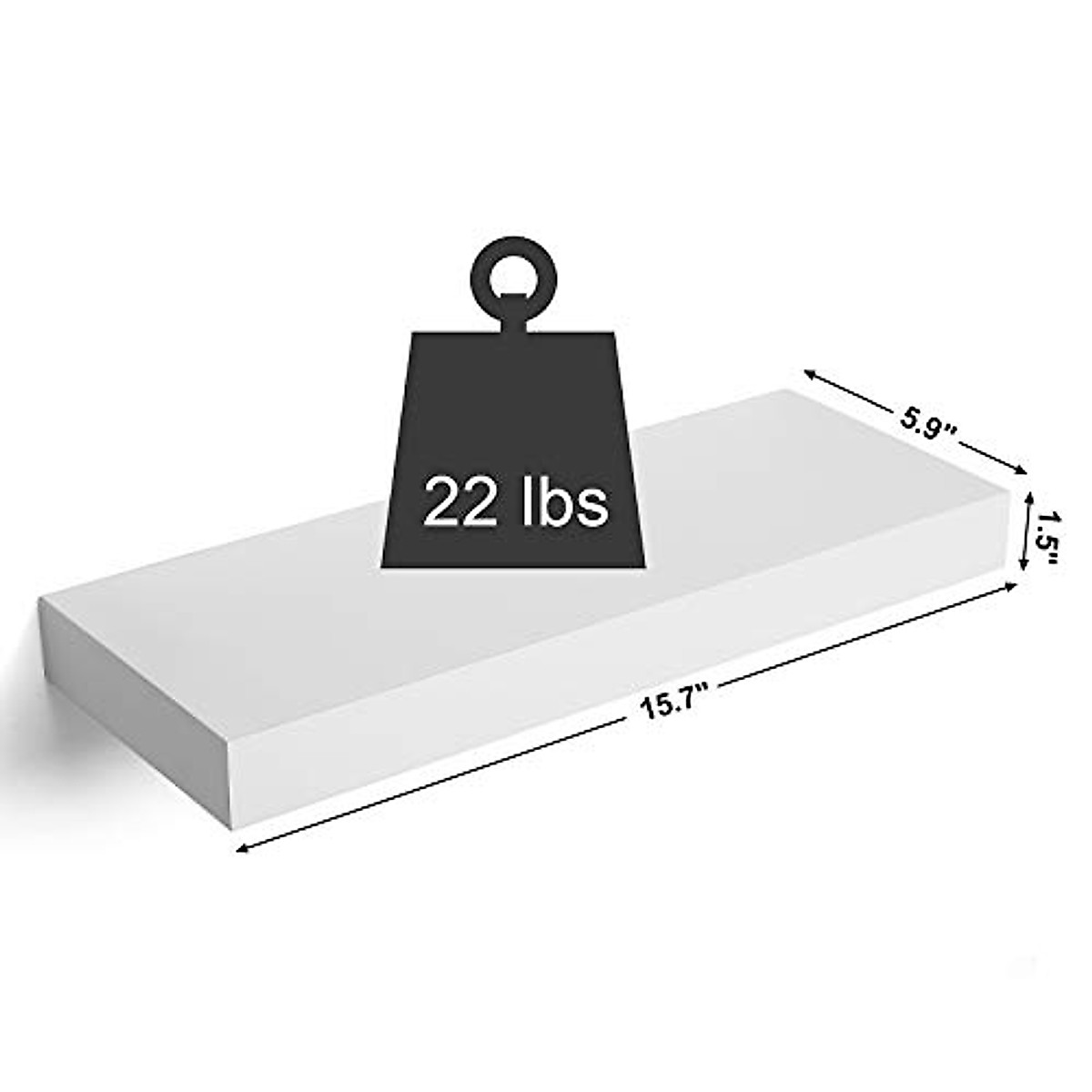 SONGMICS Floating Shelf, Wall Shelf 15.7 Inches, with Metal Bracket for Easy Installation, Display Trinkets, Picture Frames, Potted Plants, in The Living Room, Entryway, Bedroom, White ULWS14WT