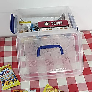 Ggbin 6 Quart Clear Latch Storage Box with Handle and Latches - 4 Pack