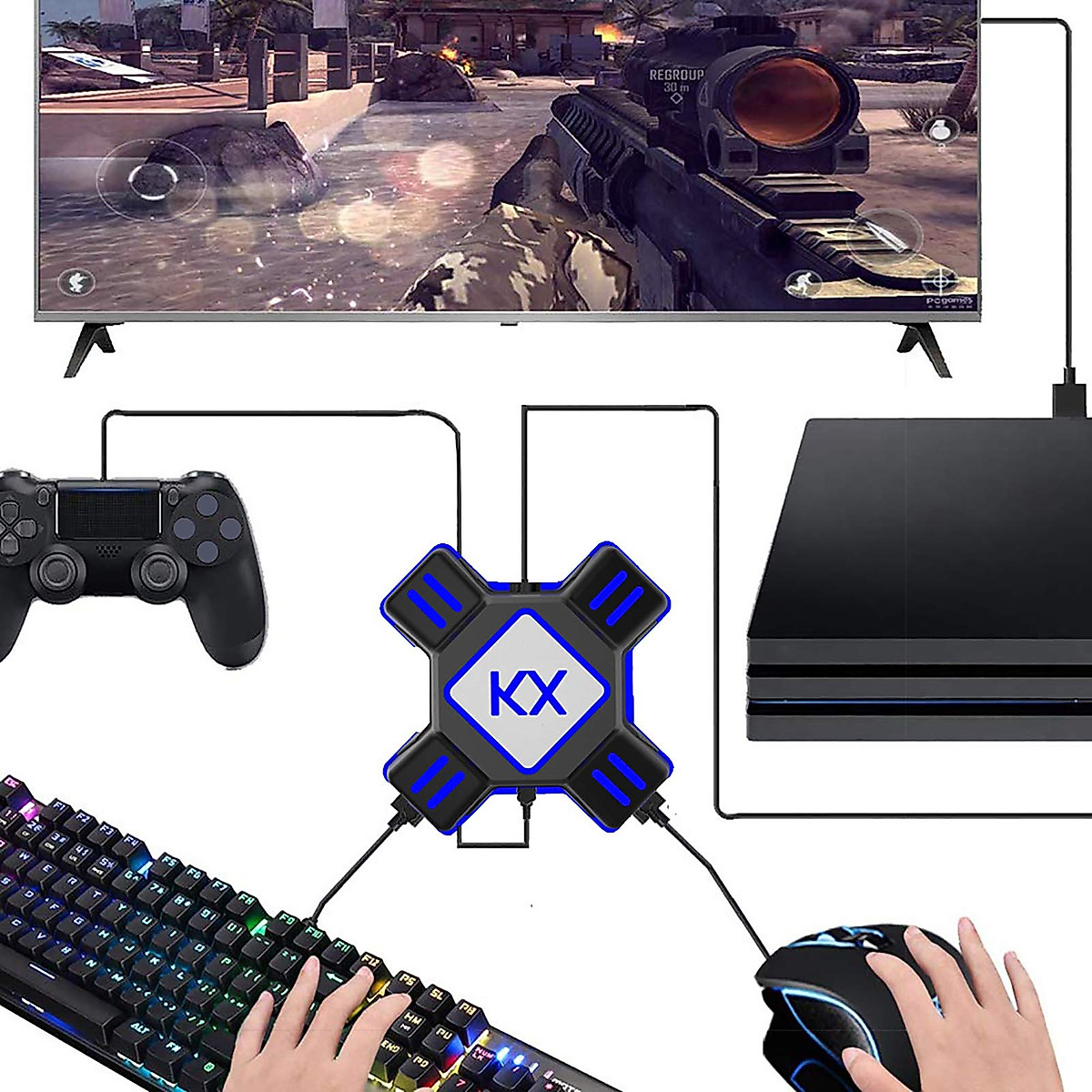 WskLinft Adapter Portable Strong Compatibility Lightweight Gaming Mouse Keyboard Converter for Xbox/Switch/PS3 Suitable for Most Handle Game Adapters Black