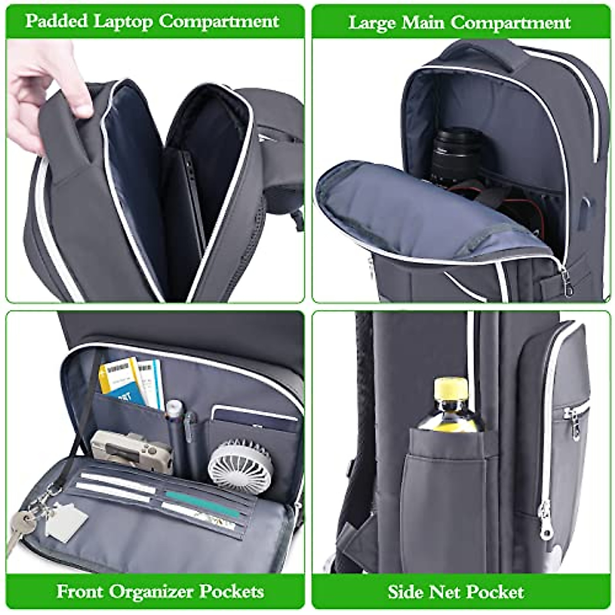 HXLGMD Travel Laptop Backpack for Men Women, 17 Inch Business Computer Backpack Anti Theft with USB Charging Port, Water Resistant College Bookbag Daypack Work Backpack fits for 14-17 Inch Notebook