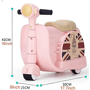 ELZEM Kids Ride-on Rideable Luggage with Wheels Carry Trolley Suitcase for Kid Add Fun to The Journey Kid Gift 18in Recommended Age 2-12 Years Old Boy/Girl Suitcase PC Material (blue)