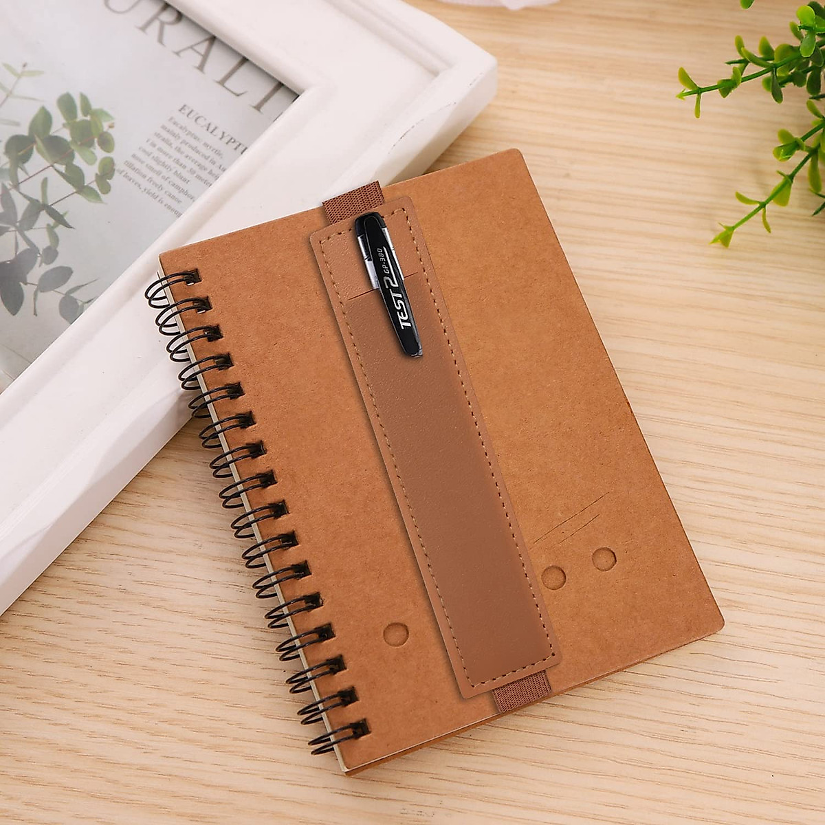 Honbay 6PCS Elastic Band Pen Holder PU Leather Pen Sleeve Pouch Journal Pencil Holder for Notebook Planners Binders and Books (6 Color)