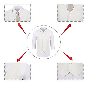 2 Piece Linen Suits for Men Slim Fit Formal Ivory Wedding Suit Groomsmen Prom Tux Suit for Summer Beach Suit Vest Pants XS