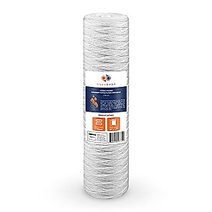 Aquaboon 1 Micron 20" x 4.5" String Wound Sediment Water Filter Cartridge | Whole House Sediment Filtration | Compatible with PC40-20, WP1BB20P, 355222-45, WPP-45200-01, WPP-45200-01, 84650, 10-Pack