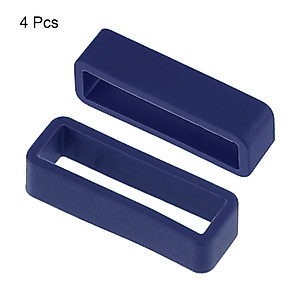 uxcell Watch Band Strap Loops, Rubber Replacement Fastener Rings Silicone Watch Holder Keeper for 26mm Width Watch Band, Navy Blue 4 Pcs