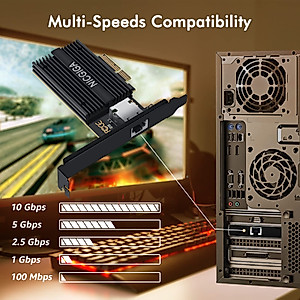 10G Base-T PCI-e Network Card, Marvell AQtion AQC113C Controller, NICGIGA 10Gb Ethernet Adapter, 10Gbe RJ45 Port NIC Card, Windows10/11/Windows Server/Linux