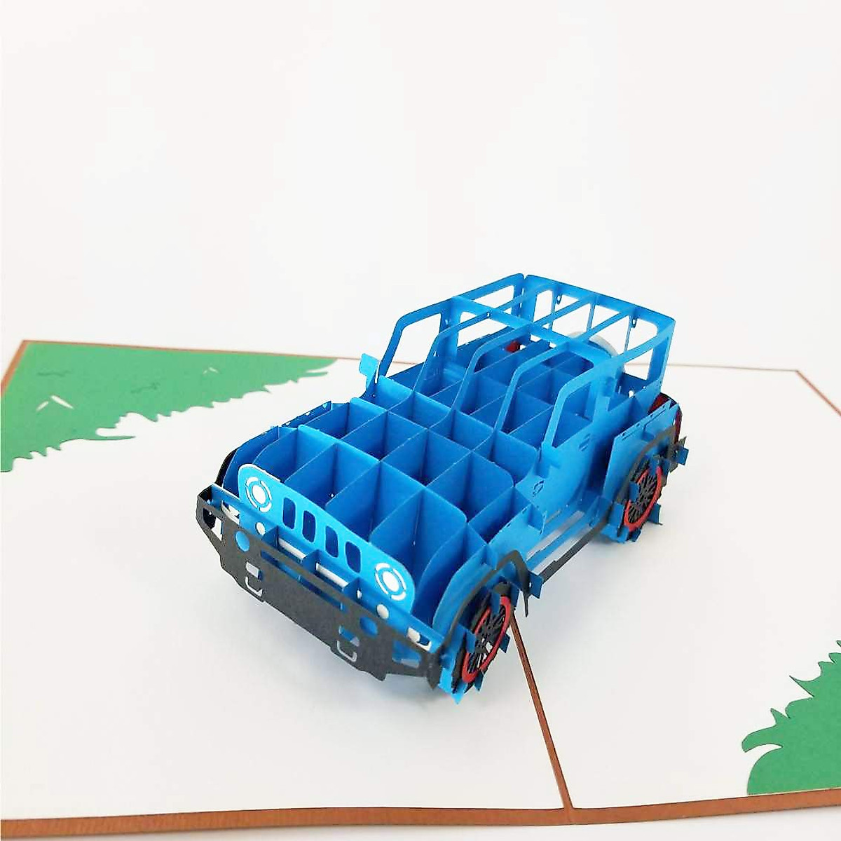 POP CARD EXPRESS Blue Jeep Pop up Birthday Card, Thank You Card, Love Card, Graduation Card, Anniversary Card, Just Because, Romantic Cards for Man, Woman, Lady, Girl, Boy Jeep Pop Up Card (Blue)