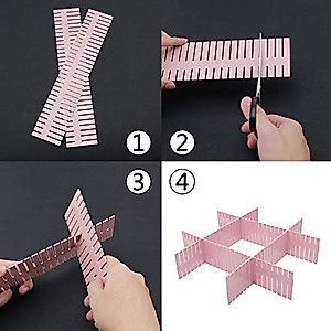 SING F LTD 12pcs Adjustable DIY Grid Clapboard Divider Drawer Closet Storage Organizer Home Storage 37x7cm Pink