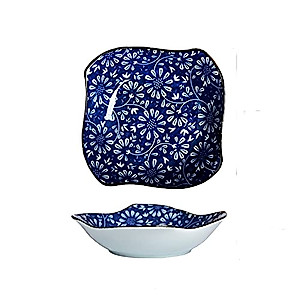 Fine Dessert Dishes Plates Porcelain Dinner Plate Floral Pattern Serving Plate Home Snack Plate Salad Bowl Suitable for Pasta Desserts and Snacks 6-inch Small Appetizer Plate 4 Pieces Dessert Plate