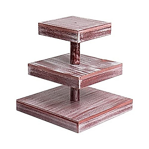 Mind Reader Cupcake Stand, Tiered Tray Stand, Dessert Table Display, Kitchen Tower, Wood, 11.75" L x 11.75" W x 12.75" H, Brown