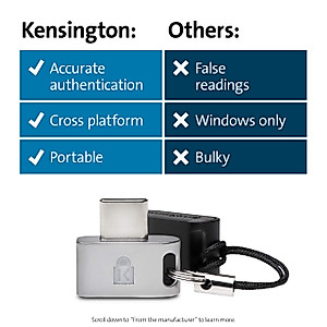 Kensington FID0 U2F and FIDO2 USB-C Security Key and Fingerprint Reader - Windows, macOs, Chrome
