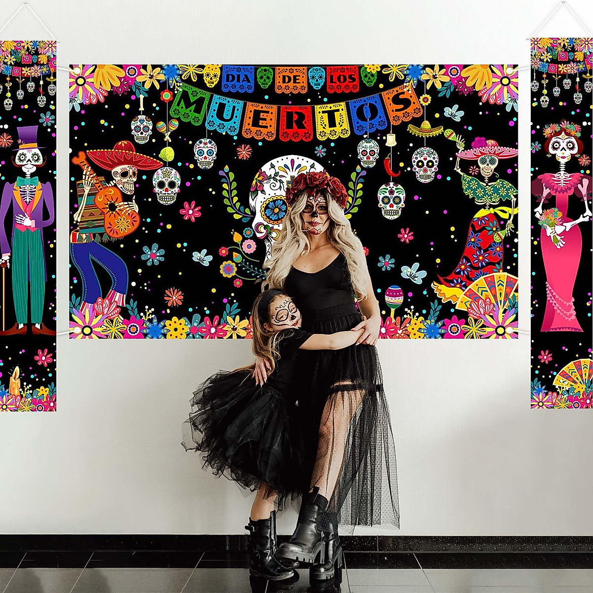 Avezano Day of The Dead Decorations Dia de Los Muertos Banner&Porch Signs Kit for Mexican Dia de Los Muertos Party Decor Day of Dead Hanging Banner Indoor Outdoor Supplies