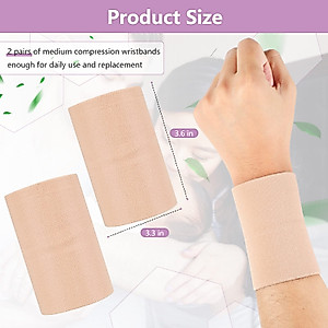 SATINIOR 2 Pairs Compression Wrist Sleeve Compression Wrist Brace Wrist Supports Wrist Wraps Elastic Wristbands for Men and Women Tennis, Tendonitis, Carpal Tunnel (Beige, Small)
