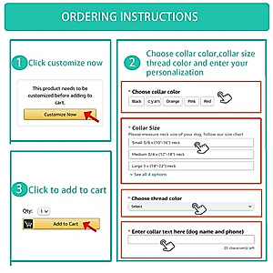 Personalized Dog Collars,Reflecvtive Dog Collar,Custom Embroidered with Name and Phone Number in Black,Red,Orange,Cyan,Rose for Puppy,Small,Medium,Large Dogs,for Boy and Girl Dogs