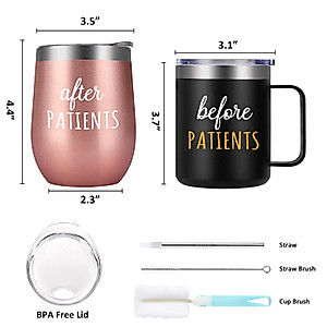 Gtmileo Nurse Gifts, 12 oz Before Patients After Patients Stainless Steel Insulated Coffee Mug Tumbler Set, Nurse Week Appreciation Graduation Gifts for Nurse Practitioner Doctor Medical Assistant