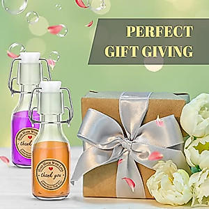 ZSMKJIAYE 30 PCS Mini Flip Top Glass Bottle with Stoppers Decorative Swing Top Bottles Small Glass Bottles with Lids Kraft Adhesive Round Stickers for Wedding Themed Party (4OZ/120 ml)