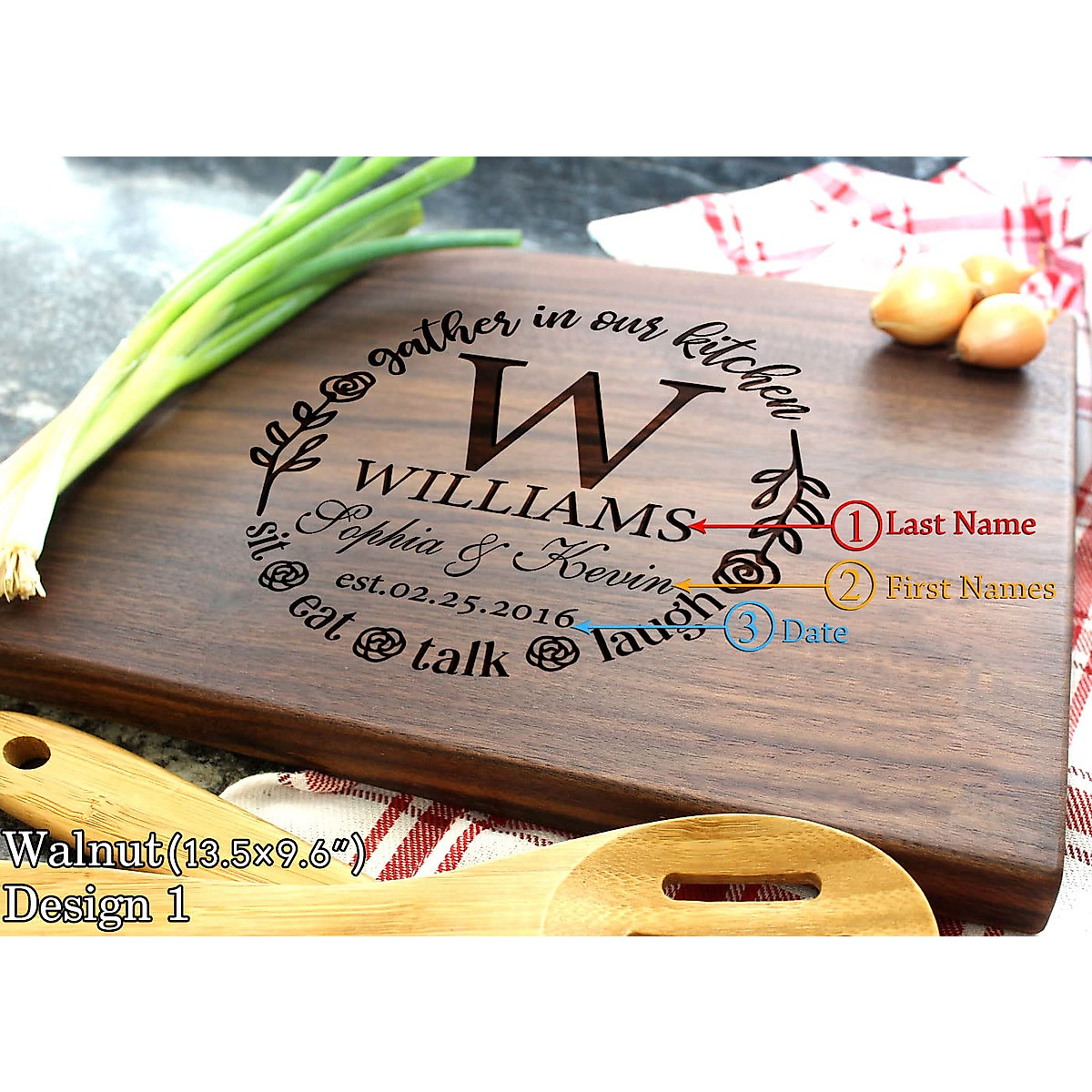 Personalized Cutting Boards, Wooden Custom Engraved Chopping Board for Wedding Gift, Bridal Shower, Engagement Gifts, Anniversary Gift, Housewarming Gift, Gift for Parents