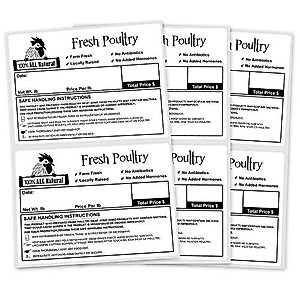 Poultry Freezer Labels,50Pcs 4x3 Inch with Safe Handling Instructions Exemption
