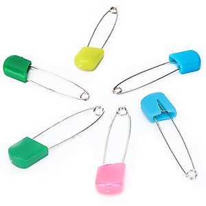 Diaper Pins Baby Safety Pins, Large Colored Safety Pins, Stainless Steel Safety Locking Baby Cloth Diaper Nappy Pins (#3)