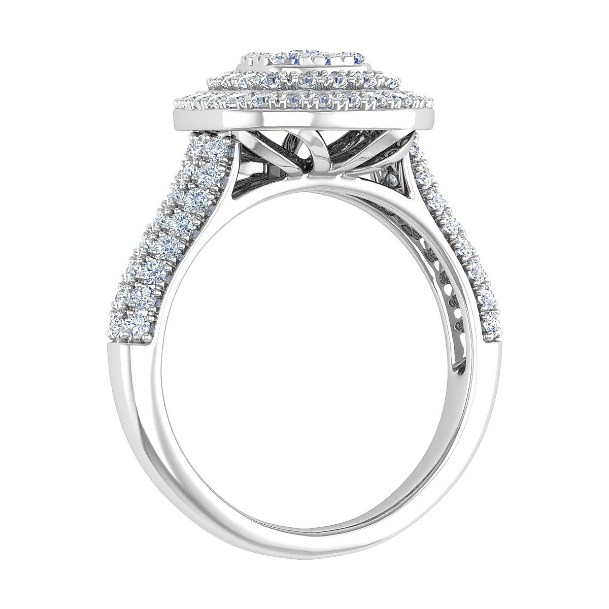 FINEROCK 1 Carat Cushion Shape Halo Diamond Engagement Ring in 10K White Gold (Ring Size 4.5)