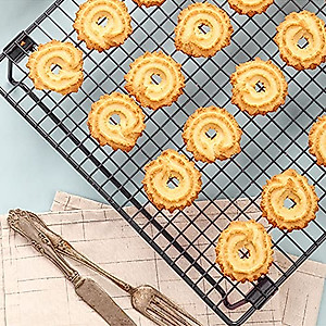 Asixxsix Cooling Rack, 17 x 11 Inches Oven and Dishwasher Safe Baking Rack, High Temperature Resistant Wire Rack with Small Mesh for Cooking, Roasting, Grilling, Dripping Dish, Fits Pans (Black)