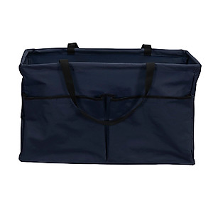 Household Essentials Blue Krush Canvas Utility Tote with Pockets | Reusable Grocery Bag Black Trim