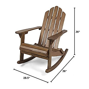 Christopher Knight Home Cara Outdoor Adirondack Acacia Wood Rocking Chair, Dark Brown Finish