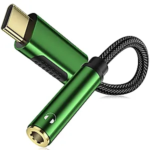 USB C to 3.5mm Audio Adapter for S23 Ultra S22 S21, Type C to Aux Dongle Cable Cord Headphone Connector Earphones Jack for Samsung Galaxy Z Flip 5 Fold 4 A54 A53 iPad Pro Google Pixel 7 7A 6A Green