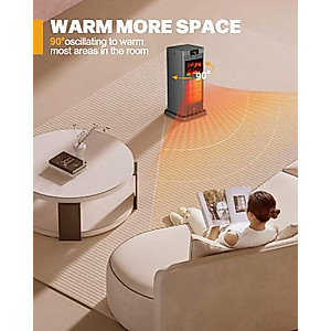 2023 Space Heater with 3D Bonfire, 1500W Electric Room Heater with Thermostat, Remote Control Ceramic Desk Heater with Timer, Small Personal Heater Fan for Bedroom, Large Room, Home, Office, Indoor