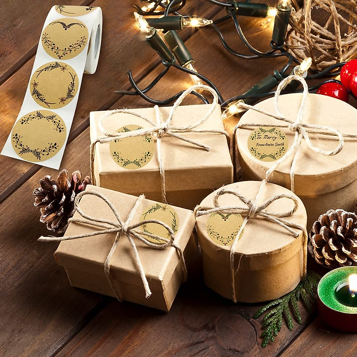 Storrianne Kraft Sticker Labels for Jars - 2 Inches 500Pcs Floral Circle Stickers for Mason Jelly Jar Canning Lids Spice Bottles and Pantry Containers (b7950-19)