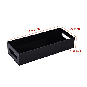 IEEK Toilet Paper Holder with Storage Acrylic Toilet Basket,Modern Toilet Tank Tray with Non-Slip Mat,Basket for Toilet Tank Top Black Decor for Bathroom,Vanity, Bedroom,Entryway,Living Room