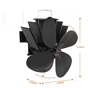 ZHENGXOO Wood Stove Fan 4 Blades Heat Powered, Wood Burning Stove Fan for Wood/Log Burner/Fireplace, Auto Start (Non-Electric)
