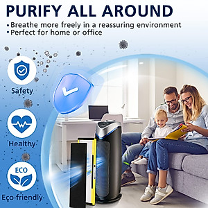 FLT4825 Filter B True HEPA Replacement Compatible with Air Purifier Models AC4825 AC4300 AC4800 AC4850PT AC4900CA AC4820 AP2200CA with 8 Activated Carbon Pre-Filters Yellow