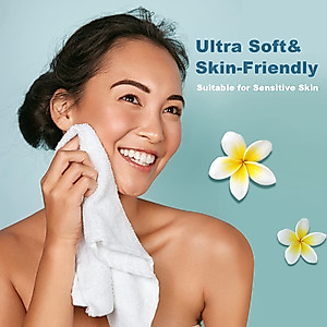 HOMEXCEL Microfiber Washcloths Towel Pack of 50, 12" x 12" Highly Absorbent and Soft Face Towels Wash Cloths for Bathroom, Gym, Hotel and Spa, Fast Drying Multi-Purpose Cleaning Cloth, White