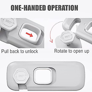 5 Pack Child Proof Refrigerator Lock, Fridge, Cabinets, Freezer Door Lock Apply to Max 1"(25mm) Sealing Strip for Toddlers and Kids, No Tools Need or Drill - Grey Updated