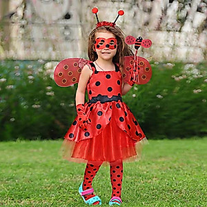 Latocos Ladybug Dress Costume for Girls with Polka Dots Dress Dress Up Pretend Play Birthday Halloween Gifts for Kids 3-10