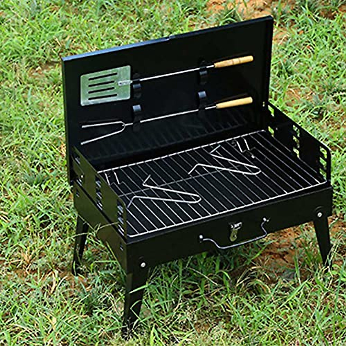 RJMOLU Portable BBQ Foldable Barbecue Grills for 3-5 Person, Outdoor Garden Charcoal Barbeque Burner Oven in Patio Party Cooking Picnic