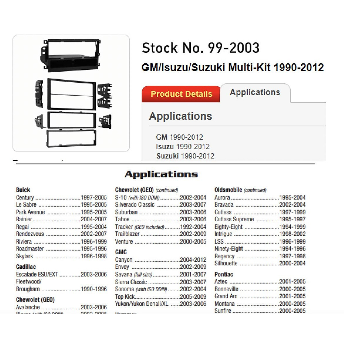 Metra 99-2003 Installation Multi-Kit for 1990-up GM/Suzuki Vehicles,Black