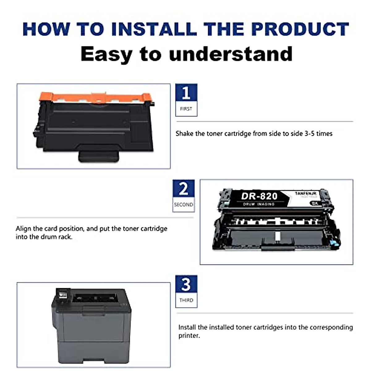 TANFENJR TN850 TN-850 Toner Cartridge & DR-820 DR820 Drum Unit Compatible Replacement for Brother MFC-L5900DW DCP-L5500DN HL-L5100DN DCP-L5650DN Printer (1Toner+1Drum)