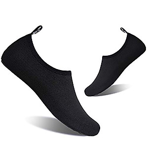 YALOX Water Shoes Women's Men's Outdoor Beach Swimming Aqua Socks Quick-Dry Barefoot Shoes Surfing Yoga Pool Exercise(XBL-Black,46/47EU)