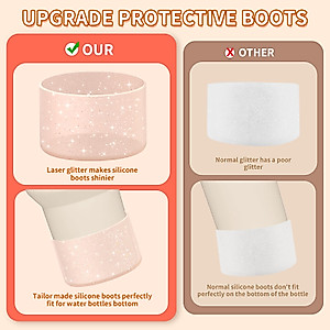 WUQID Protective Bling Silicone Boot Sleeve, Compatible with Stanley Tumbler 20-40oz & Hydro Flask Bottle 12oz-24oz, Glitter Reduces Dents Sleeve Cover for More Bottles/Tumblers Bottom of 2.83-2.95in