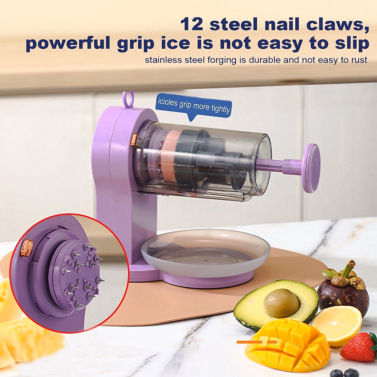 GUYOS Electric Snow Cone Machine, 13000rpm Ice Shaving Smoothie Machine, Ice Shaver Crusher with 2 Ice Cube Molds, Shaved Ice Machine, Steel Claw Snow Cone Maker for Ice Cream & Cold