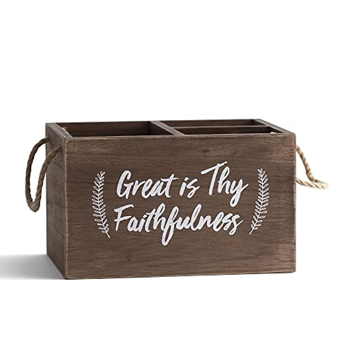 Great Is Thy Faithfulness Utensil Caddy Desk Organizer, 10.25 x 10.25, Brown