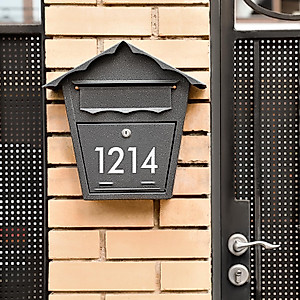 2 inch Reflective Mailbox Numbers for Outside Sticker, Modern Mailbox Number (0-9, 4 Sets) Premium Decal Die Cut and Pre-Spaced - for House, Trash Cans - Self Adhesive Numbers