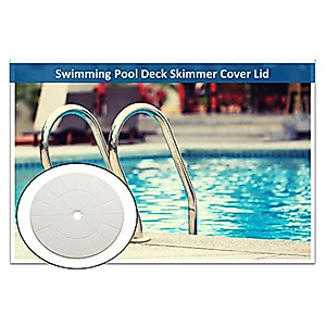 JSP Manufacturing Swimming Pool Skimmer Cover Debris Canister Deck Lid 9 1/8" Inch Skimmer Valve Replacement Lid (White)